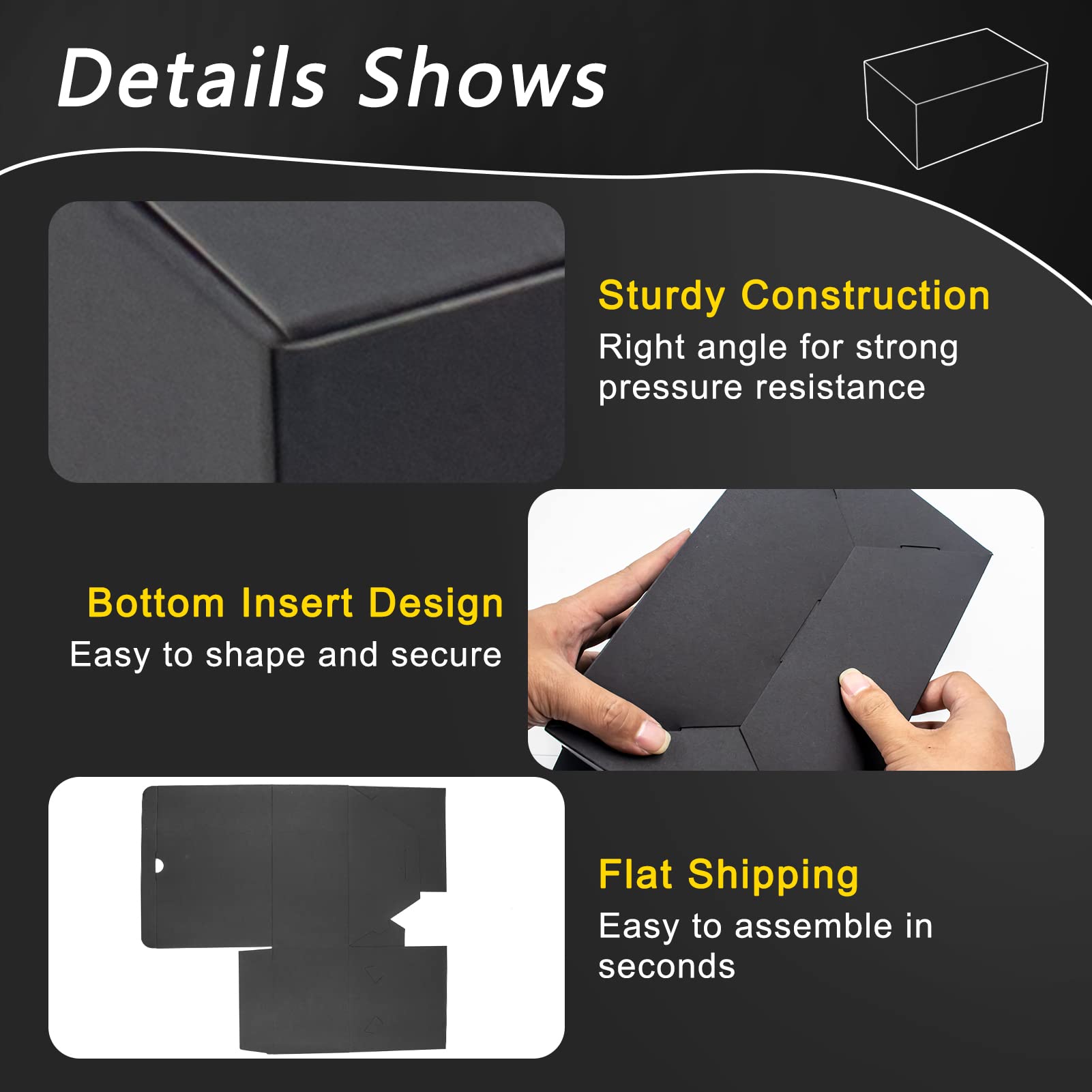 opaprain 10 Pack of 9x6x4 inch Black Gift Box with Lid, Recyclable Paper Suitable for Wedding, Festivals, Gifts, Graduation, Birthday