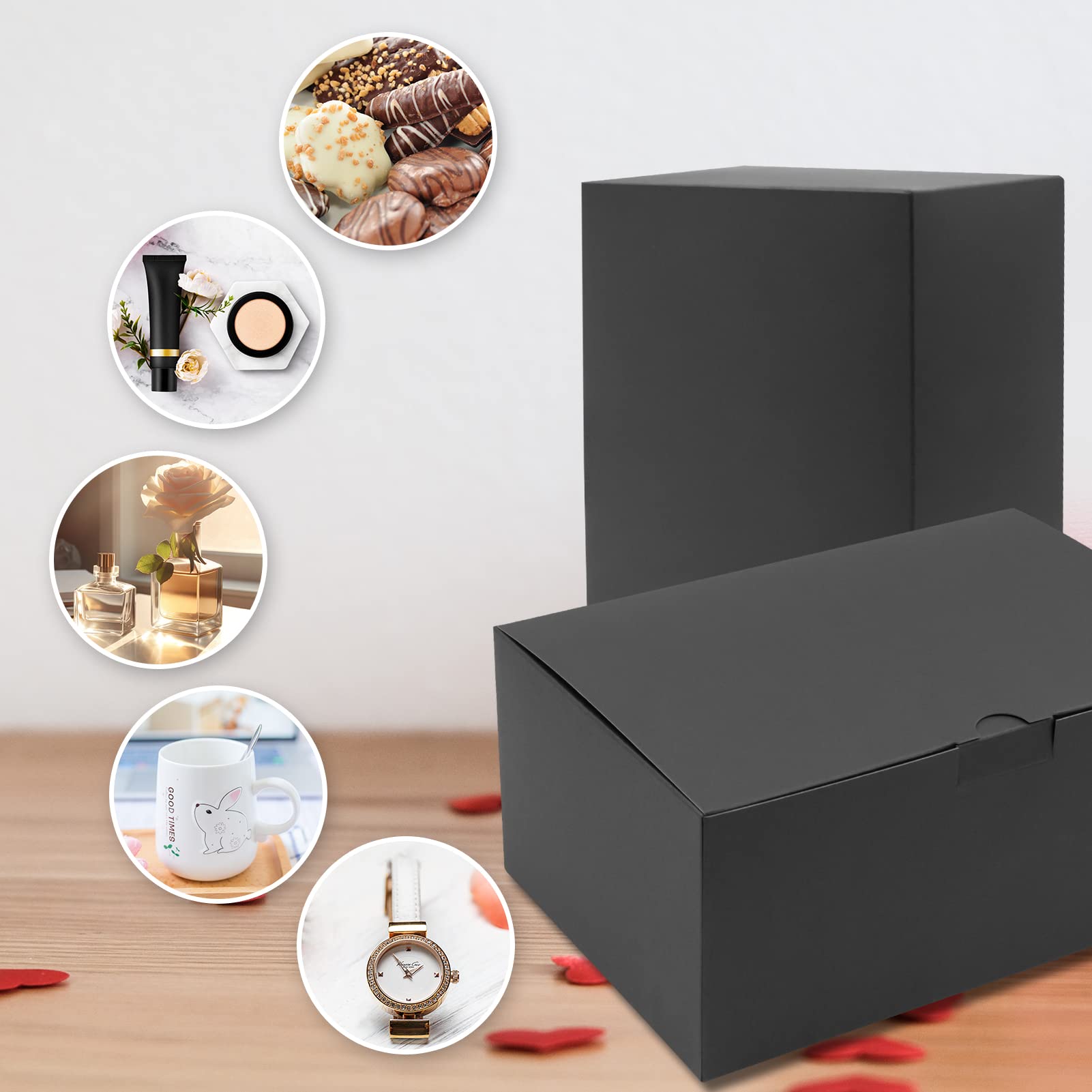 opaprain 10 Pack of 9x6x4 inch Black Gift Box with Lid, Recyclable Paper Suitable for Wedding, Festivals, Gifts, Graduation, Birthday