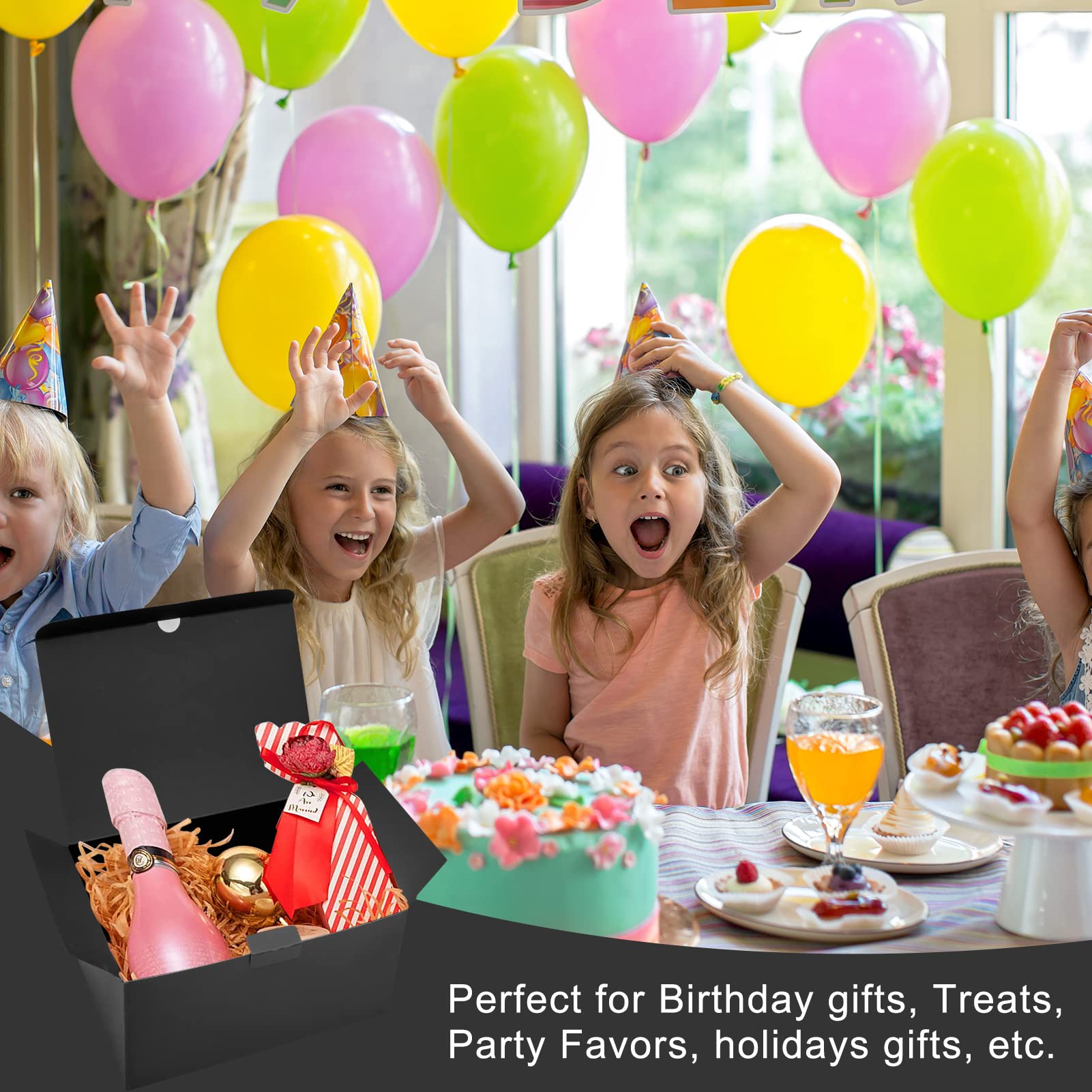 opaprain 10 Pack of 9x6x4 inch Black Gift Box with Lid, Recyclable Paper Suitable for Wedding, Festivals, Gifts, Graduation, Birthday