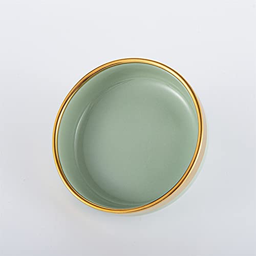 KeyChefLAB Ceramic Sauce Dishes Set, Porcelain White/Spring Green Round Sauce Serving Platter Dishes for Snack, Fruit, Dip (Spring Green, Set of 6)