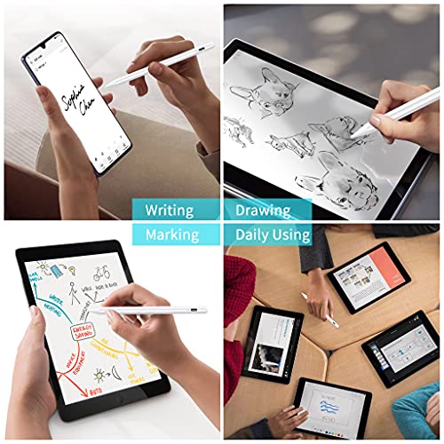Stylus Pen, Active Stylus Pen Compatible for iOS and Android Touchscreens/Phones, Rechargeable Stylus Pen with Dual Touch Screen, Stylus Pencil for Apple/Android/Samsung Tablet, 16.5CM,White