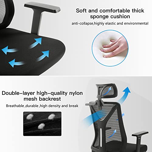 FENICHI Office Chair Ergonomic Home Office Desk Chairs,Adjustable Height Big and Tall Mesh Computer Chair,Reclining Chair,Comfortable and Ergonomic Gaming Chair for Home Office (Black-1pack)