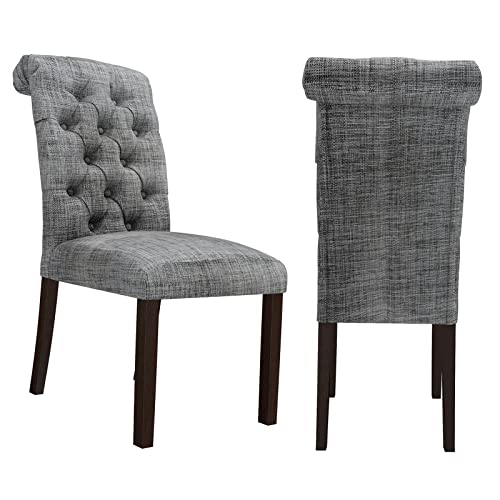 GNIXUU Set of 2 Upholstered Dining Chairs Soft Padded Button Tufted High Back Chairs with Wooden Legs,Easy Assembly. (Grey)
