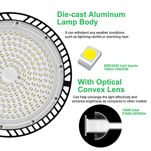 kelinvmi 150W LED Shop Light Dimmable, 22500lm High Brightness LED Garage Light, 5000K 0-10V Dimmable Bay Light, 85-265V High Power LED Lights for Warehouse,Factory,Gym,Garage,Workshop.(150)