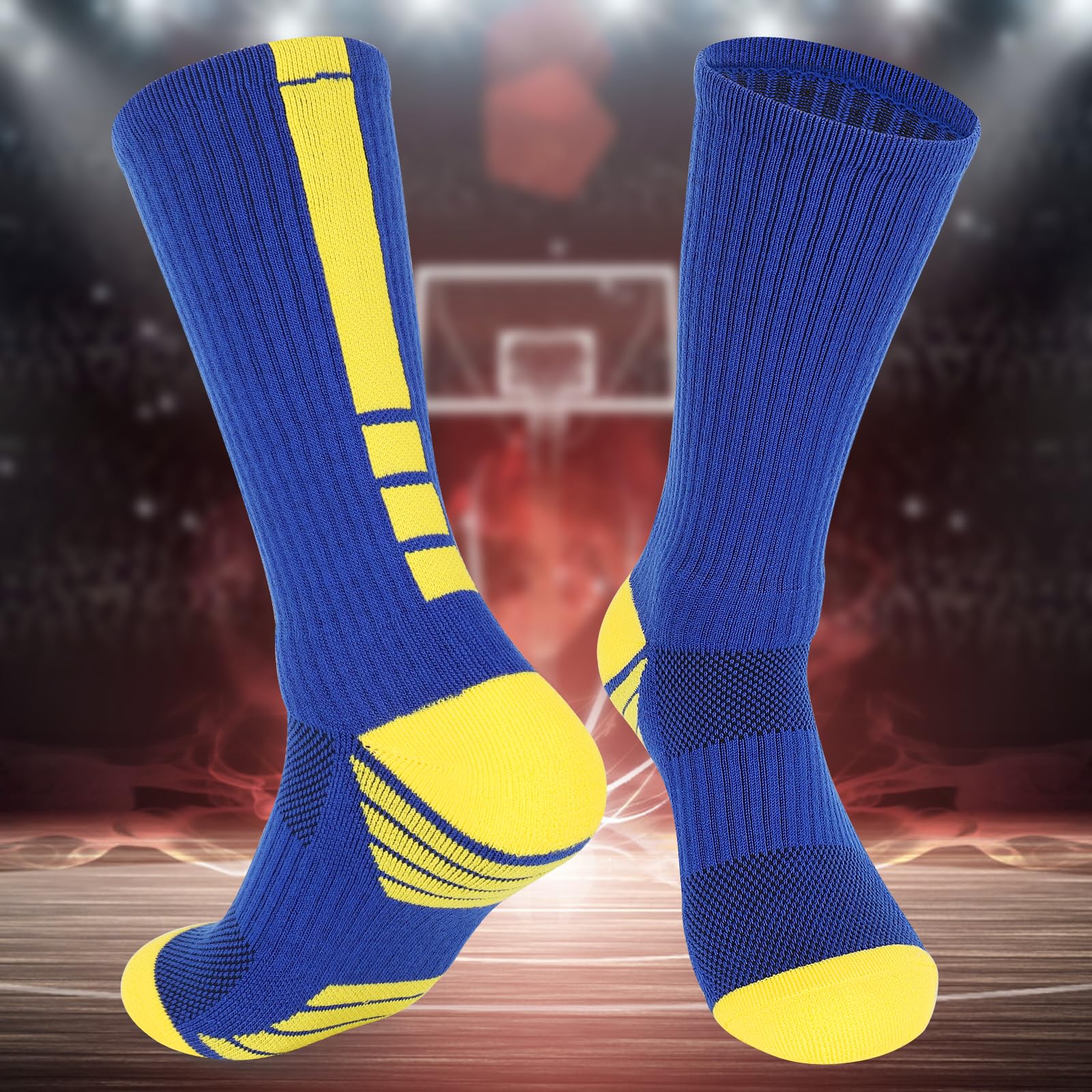 Finerview Elite Basketball Socks for Men 6 Pairs, High-Top Premium Mid Calf Athletic Socks for Adult & Youth