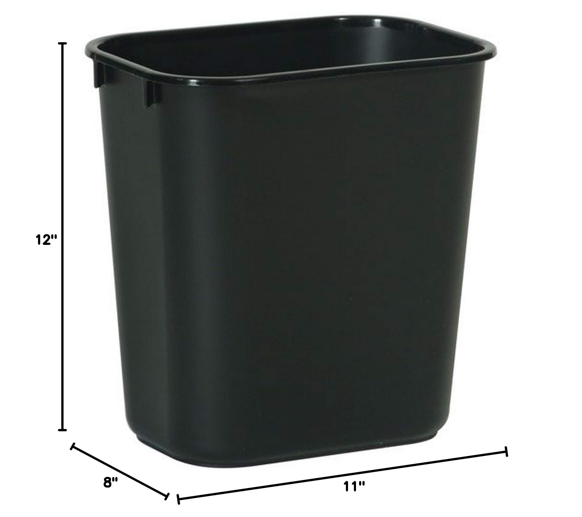 Rubbermaid Commercial Standard Wastebasket, 12.1" x 8.1" x 11.4", Black