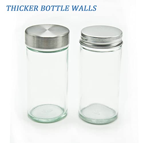 CASCIARO Spice Jars, 6 Pcs Glass Spice Jars with Label, Spices Container Set, Spice Jars Glass Empty 4 oz, Round Spice Bottles, Seasoning Bottles Included Chalk Marker and Silicone Collapsible Funnel