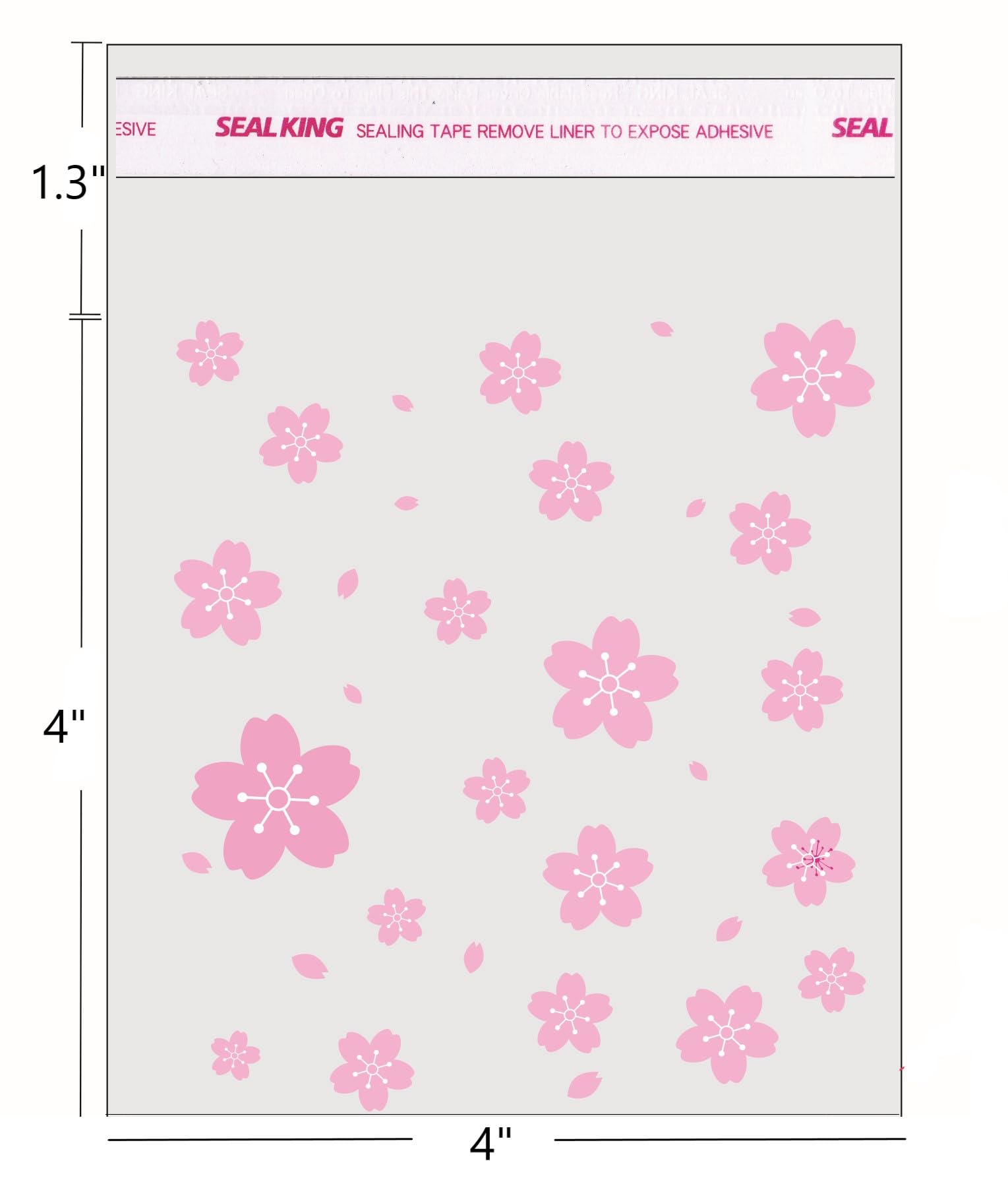 200 Pcs 4" x 4" Clear Bags OPP Plastic Party Bag for Bakery, Candy, Soap, Cookie (Sakura Pink, 4x4)