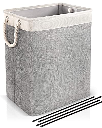 Laundry Basket of the Collapsible Linen,Laundry Hamper with Rope Handles Built-in Lining with Foldable Brackets Laundry Storage Baskets for Bathroom,Toys and Clothing Organization