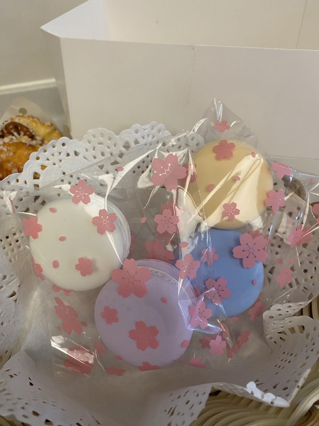 200 Pcs 4" x 4" Clear Bags OPP Plastic Party Bag for Bakery, Candy, Soap, Cookie (Sakura Pink, 4x4)