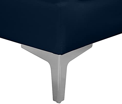 Meridian Furniture Alina Collection Velvet Upholstered Modular Sofa with Deep Channel Tufting, 119" Wide, Navy