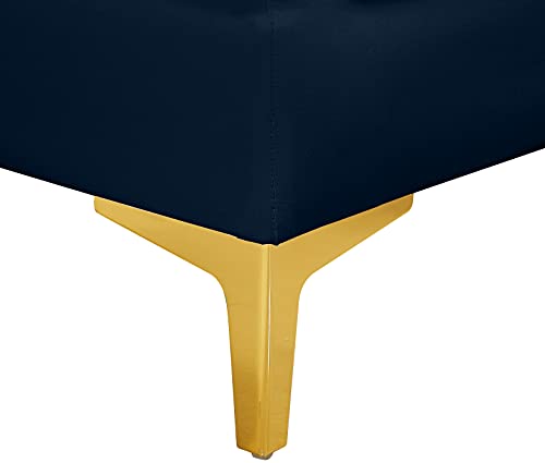Meridian Furniture Alina Collection Velvet Upholstered Modular Sofa with Deep Channel Tufting, 119" Wide, Navy