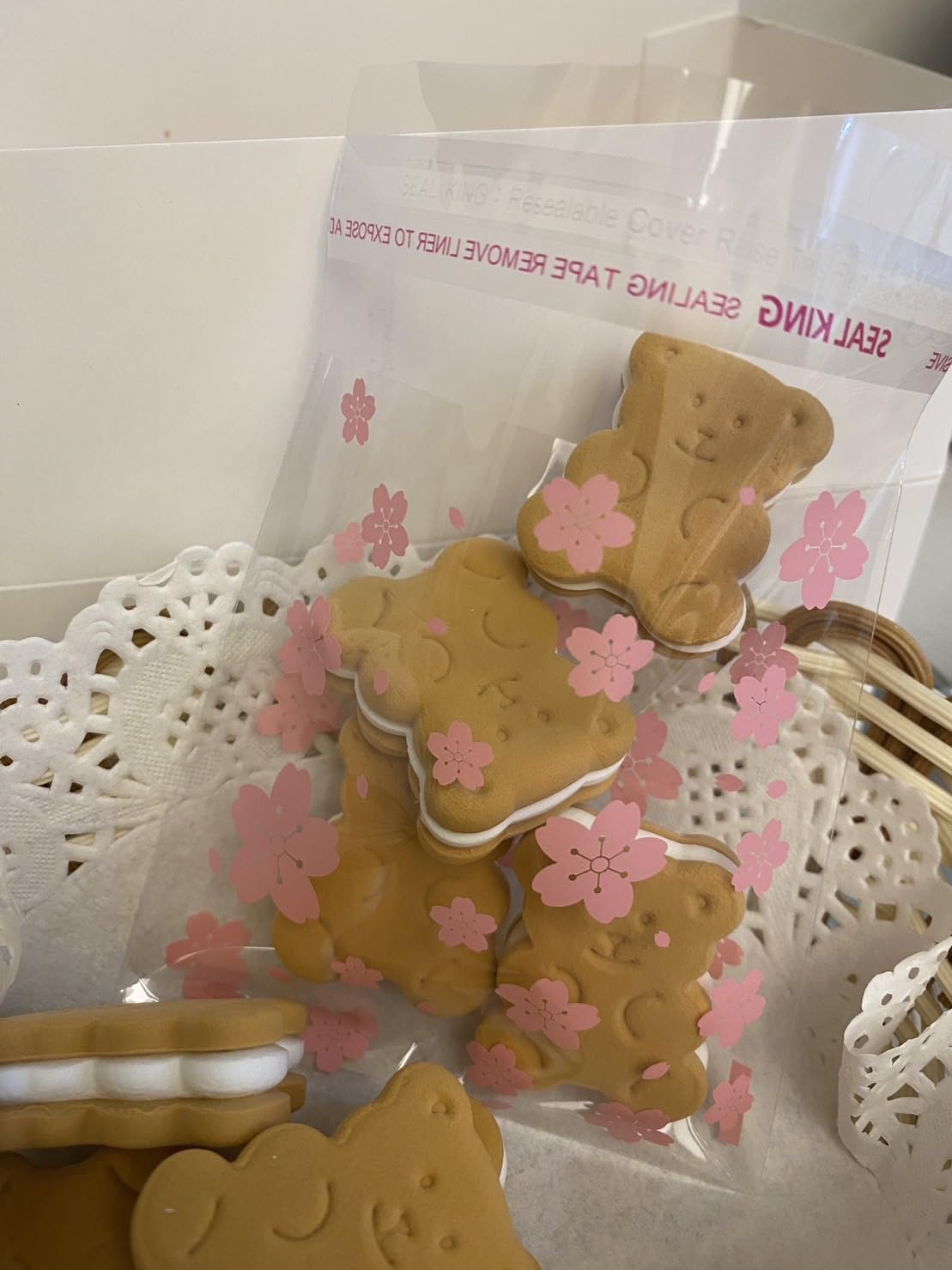 200 Pcs 4" x 4" Clear Bags OPP Plastic Party Bag for Bakery, Candy, Soap, Cookie (Sakura Pink, 4x4)