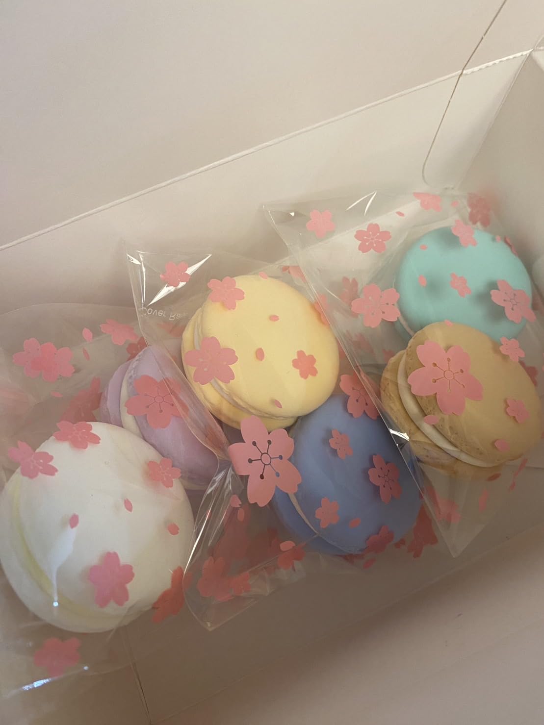 200 Pcs 4" x 4" Clear Bags OPP Plastic Party Bag for Bakery, Candy, Soap, Cookie (Sakura Pink, 4x4)