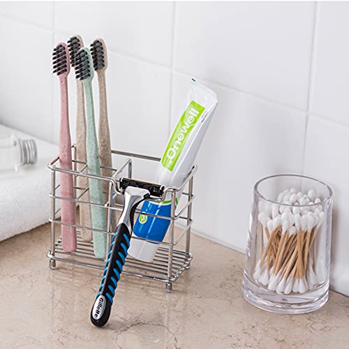 Sihuuu Metal Toothbrush Holder for Bathroom, Stainless Steel Electric Toothbrush Organizer Stand, Toothpaste Holders with Multifunctional 5 Slots