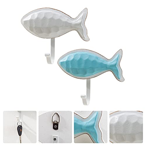 HEALLILY Coat Hanger Hooks 2pcs Fish Wall Hooks for Hanging Sea Wall Hooks Nautical Hook Rustic Wall Hanger Coat Towel Hook Beach Coastal Wall Decorations Ornament Wall Coat Hooks