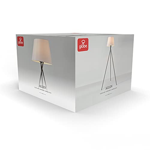 Globe Electric 67519 Allen 59" Floor Lamp, Matte Black, White Linen Shade, On Off Switch on Socket