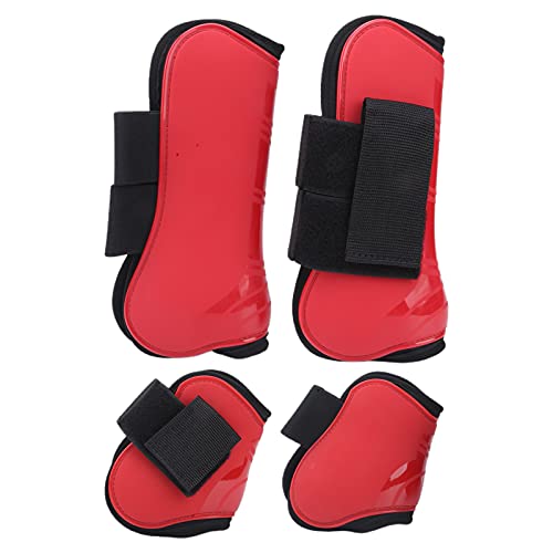 4Pcs Horse Tendon Boots Thicken PU Shell Protection Horse Boots Lightweight Open Front Hind Horse Leg Boots for Riding Shock Absorbing Jumping Protection