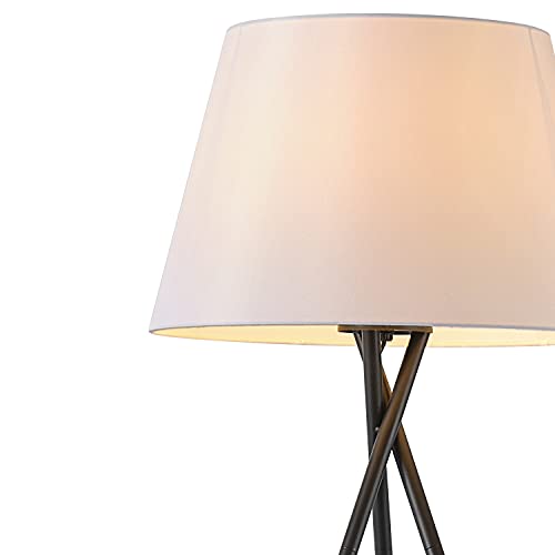 Globe Electric 67519 Allen 59" Floor Lamp, Matte Black, White Linen Shade, On Off Switch on Socket