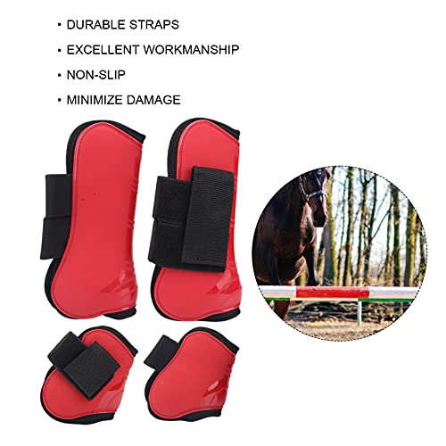 4Pcs Horse Tendon Boots Thicken PU Shell Protection Horse Boots Lightweight Open Front Hind Horse Leg Boots for Riding Shock Absorbing Jumping Protection