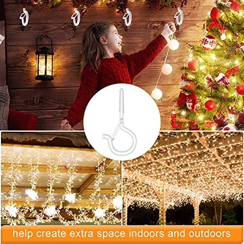 GIPTIME 32PCS Q Hanger Hooks,Ceiling Screw Hook Outdoor Lights Lights Hanger Hook Cabinet Ceiling Hanger Wall Mount Hook for New Year House Garage Party Easter LED Fairy Lights