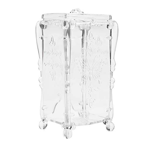 Cotton Pads Holder Organizer Swab Balls Box Holder Dispenser Storage Canister Cosmetic Pads Container for Bathroom Countertop Vanity (Transparent)