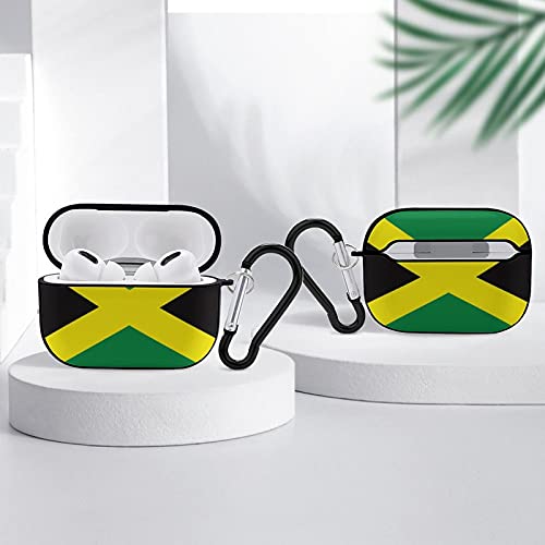 YouTary Jamaican Flag Pattern Apple Airpods pro Case Cover with Keychain, AirPod Headphone Cover Unisex Shockproof Protective Wireless Charging Headset Accessories