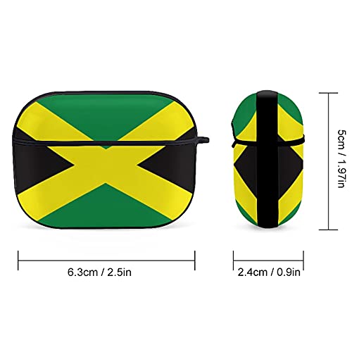 YouTary Jamaican Flag Pattern Apple Airpods pro Case Cover with Keychain, AirPod Headphone Cover Unisex Shockproof Protective Wireless Charging Headset Accessories