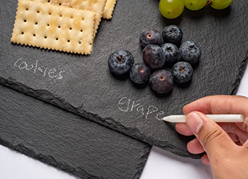 WLWNWFT 2 Pcs 16x12in Large Slate Cheese Boards Slate Board for Meat Cheese Appetizers, Slate Cheese Tray Serving Plate Tray Serving Stone Board Slate Platter with 2 Chalks for Christmas Housewarming