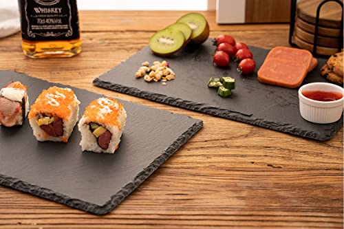 WLWNWFT 2 Pcs 16x12in Large Slate Cheese Boards Slate Board for Meat Cheese Appetizers, Slate Cheese Tray Serving Plate Tray Serving Stone Board Slate Platter with 2 Chalks for Christmas Housewarming