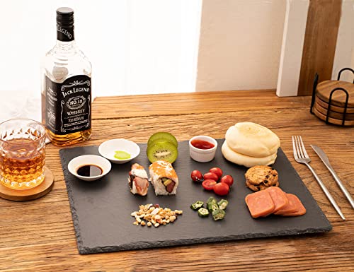 WLWNWFT 2 Pcs 16x12in Large Slate Cheese Boards Slate Board for Meat Cheese Appetizers, Slate Cheese Tray Serving Plate Tray Serving Stone Board Slate Platter with 2 Chalks for Christmas Housewarming
