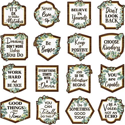 48 Pieces Eucalyptus Cutouts Eucalyptus Positive Sayings Accents Eucalyptus Classroom Decor Eucalyptus Inspirational Quotes Wall Artย Greenery Accent Bulletin Boards Set for Home School Decorations