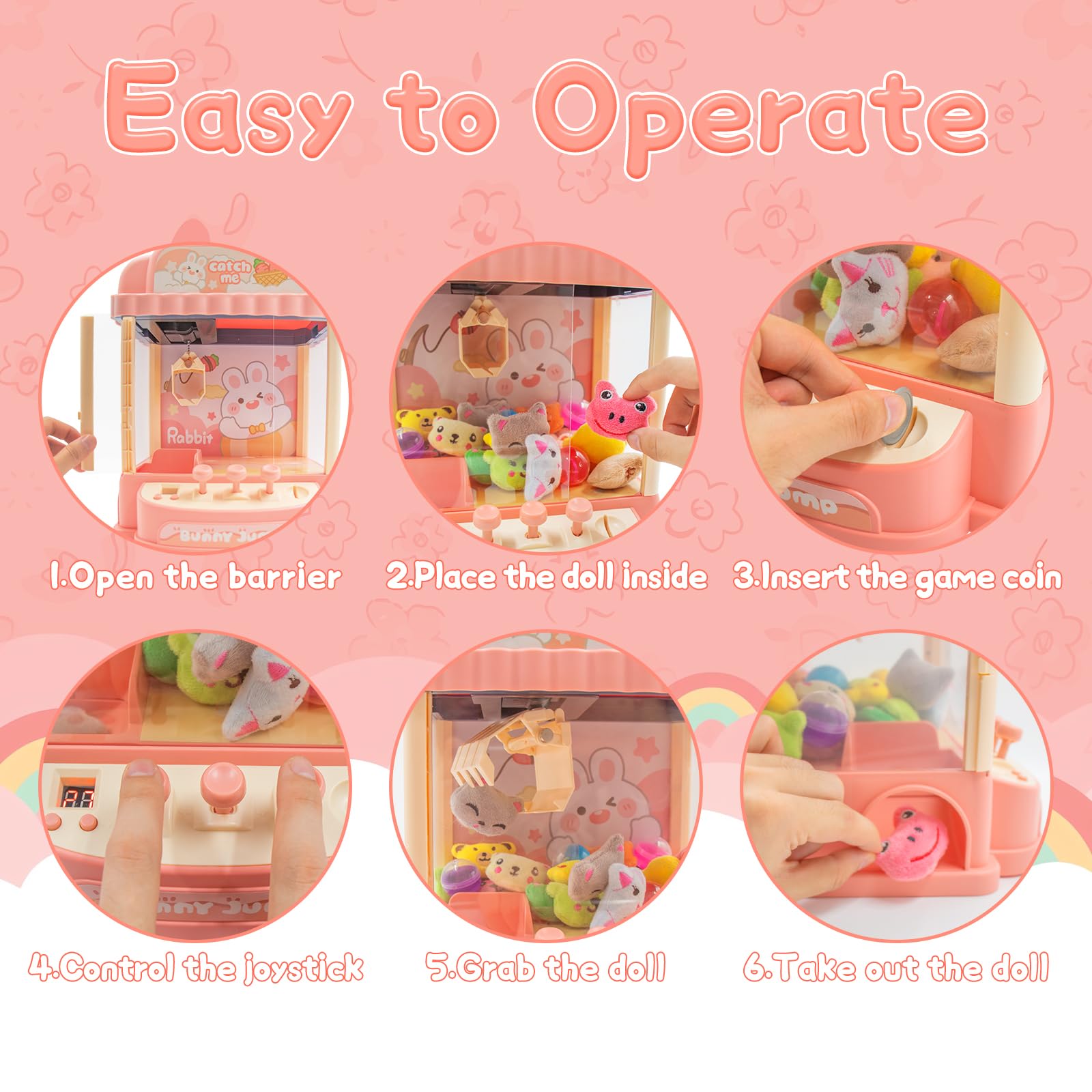 Florarich Mini Claw Machine for Kids with Prizes, Candy Vending Machine Toy, Electronic Arcade Game Prize Dispenser with 60-Second Countdown, and 25 Mini Toys, Great Birthday Gifts for 3-9 Year Olds