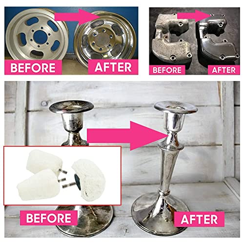 Auniwaig 4PCS 55mm Polishing Wheel Cotton,Conical Buffing Wheel Pad Polishing Wheel with 1/4" Handle for Manifold Aluminum Stainless Steel Chrome