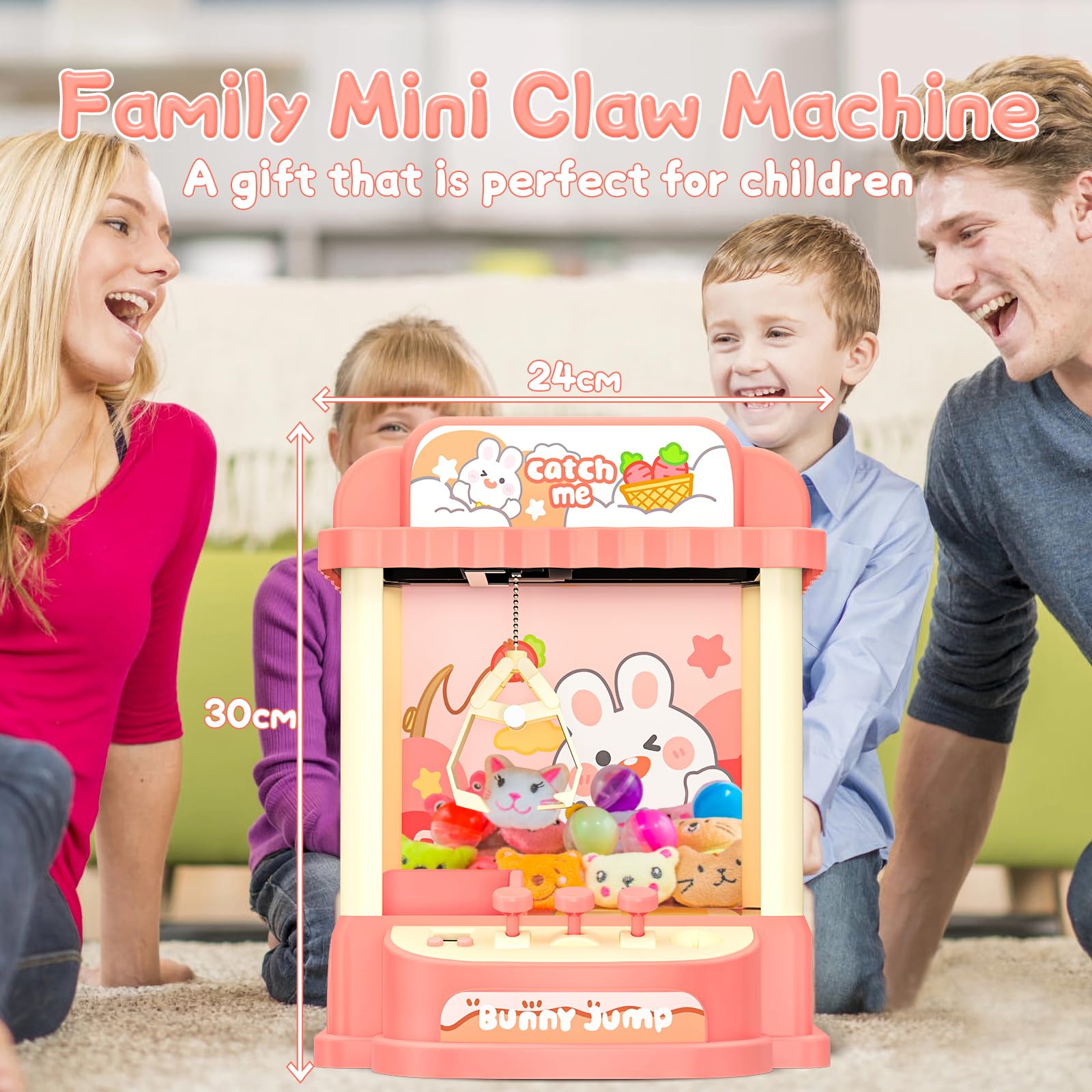 Florarich Mini Claw Machine for Kids with Prizes, Candy Vending Machine Toy, Electronic Arcade Game Prize Dispenser with 60-Second Countdown, and 25 Mini Toys, Great Birthday Gifts for 3-9 Year Olds