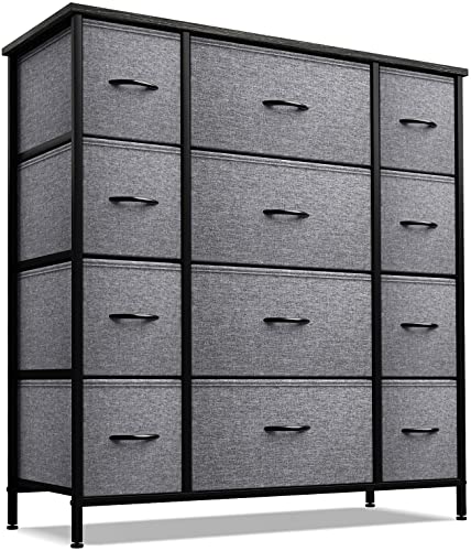 Sorbus Dresser with 12 Drawers - Chest Organizer Unit with Steel Frame Wood Top & Handle Easy Pull Fabric Bins for Clothes - Large Storage Furniture for Bedroom, Hallway, Living Room, Nursery & Closet