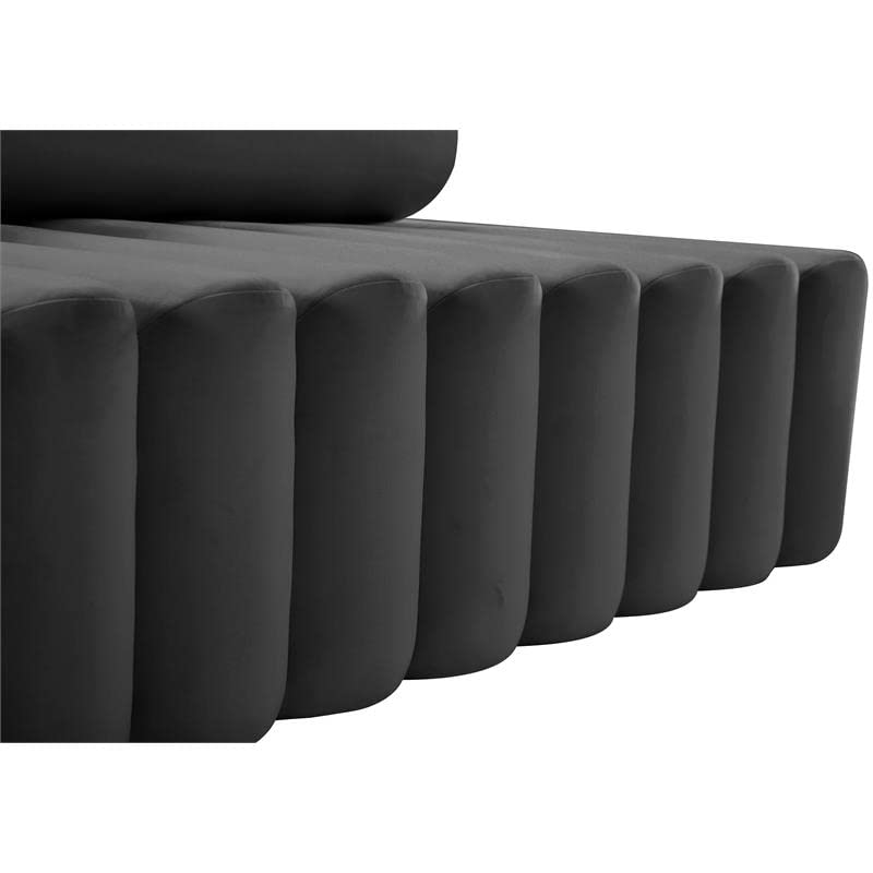 Meridian Furniture Melody Collection Velvet Upholstered Sofa with Deep Channel Tufting, Grey