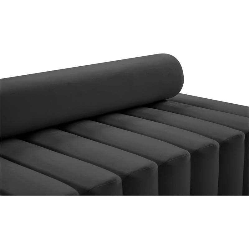 Meridian Furniture Melody Collection Velvet Upholstered Sofa with Deep Channel Tufting, Grey