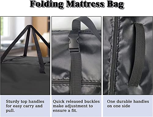 Andacar Folding Mattress Storage Bag, 40inch Sturdy Carrying Bag for 4 inch Twin Trifold Matress Durable Cushion Storage Bag - 40x28x18inch