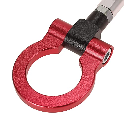 X AUTOHAUX Red Aluminum Alloy Front Bumper Trailer Ring Eye Towing Tow Hook Screw for Subaru Impreza WRX BRZ