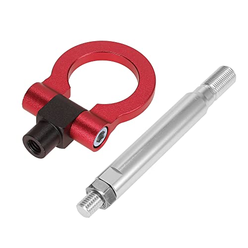 X AUTOHAUX Red Aluminum Alloy Front Bumper Trailer Ring Eye Towing Tow Hook Screw for Subaru Impreza WRX BRZ