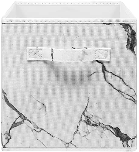 Sorbus Fabric Foldable Storage Cubes Organization Bins, Great for Home Organization, Living Room, Cube Storage Bins, for Closet, Nursery, Playroom, College Dorm, Marble Print Fabric (4, Pack, White)