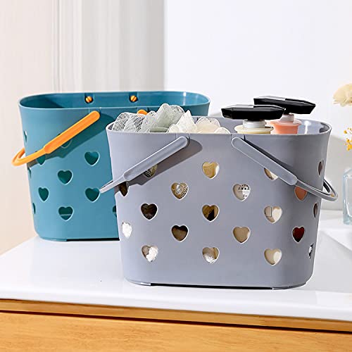 Portable Plastic Shower Caddy Baskets, Standing Storage Organizer Bins, Shower Caddy Tote Bag with Handles, Hollow Cleaning Caddy with Holes for Bathroom, College Dorm, Kitchen, Home - Heart Green