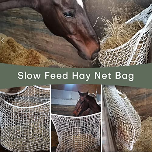 FLKQC Full Day Slow Feed Hay Net Bag Horse Feeding Large Feeder Bag with Small Holes Feed Horse Reduces Horse Feeding Anxiety and Behavioral Issue(36" Length x 23.6" Width)
