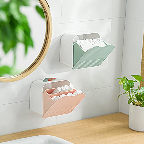 MORNITE Bathroom Canisters Organizer Storage Box Container Feminine Day Overnight Pad Holder Cotton Qtip Makeup Sponges Holder,White