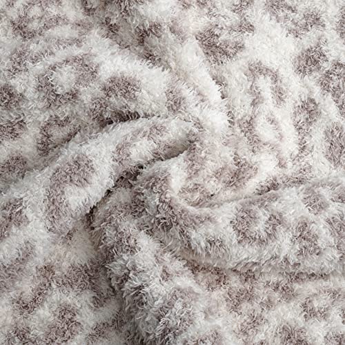 Soft Plush Leopard Blanket Cozy Cheetah Blanket 71"x51" Lightweight Soft Plush Reversible Leopard Throw Blanket for Chair Sofa Couch Bed Camping Travel, Stone/Cream