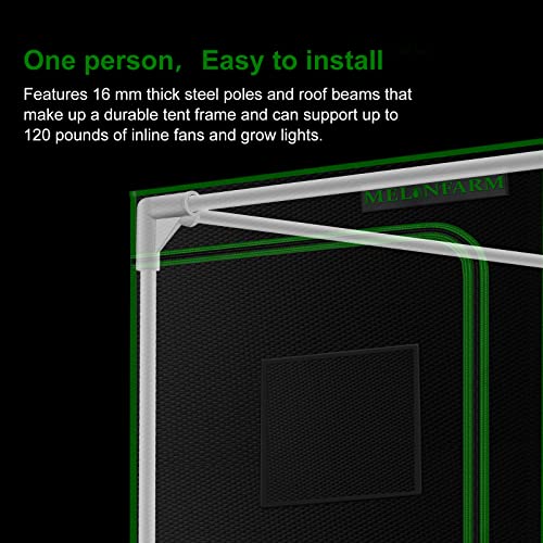 MELONFARM 2x2 Grow Tent 24"x24"x48''Reflective 600D Mylar Hydroponic with Observation Window, Floor Tray and Tool Bag for Indoor Plant Growing