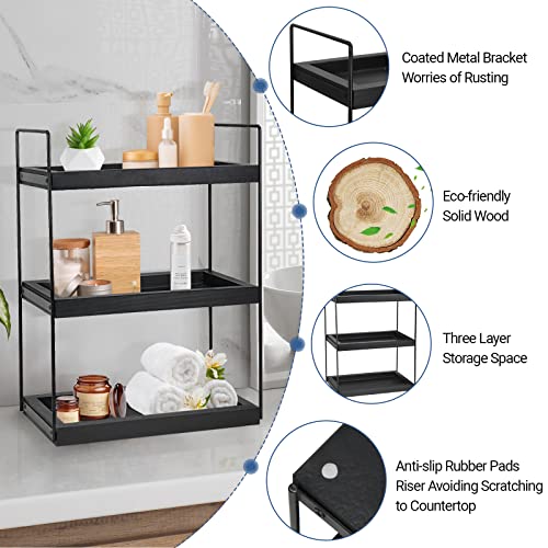 3 Tier Bathroom Countertop Organizer,Counter Standing Rack Cosmetic Organizer Holder,Bathroom Counter Organizer and Storage Shelf,Bathroom Counter Trays Storage,Kitchen Spice Counter