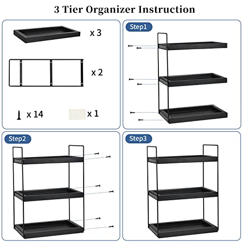 3 Tier Bathroom Countertop Organizer,Counter Standing Rack Cosmetic Organizer Holder,Bathroom Counter Organizer and Storage Shelf,Bathroom Counter Trays Storage,Kitchen Spice Counter