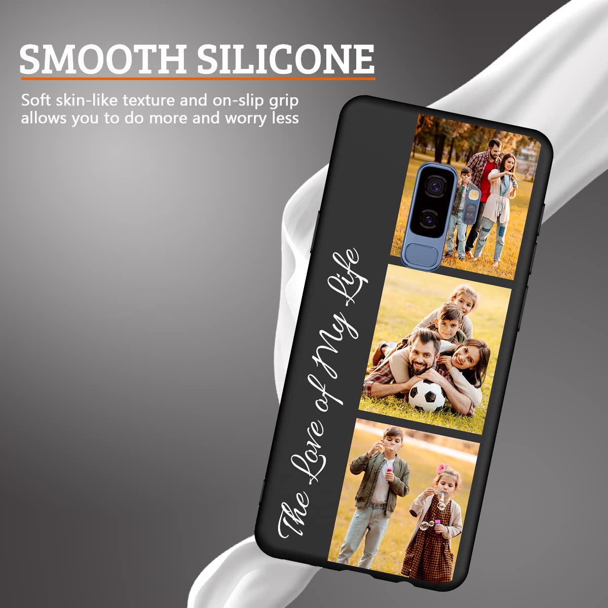 SuSuTiFy Custom Personalized Phone Case for Samsung Galaxy S9 Plus Design Your Own Multi Picture Collage Slim Soft Black Phone Cover for Family Friends Couple Gift